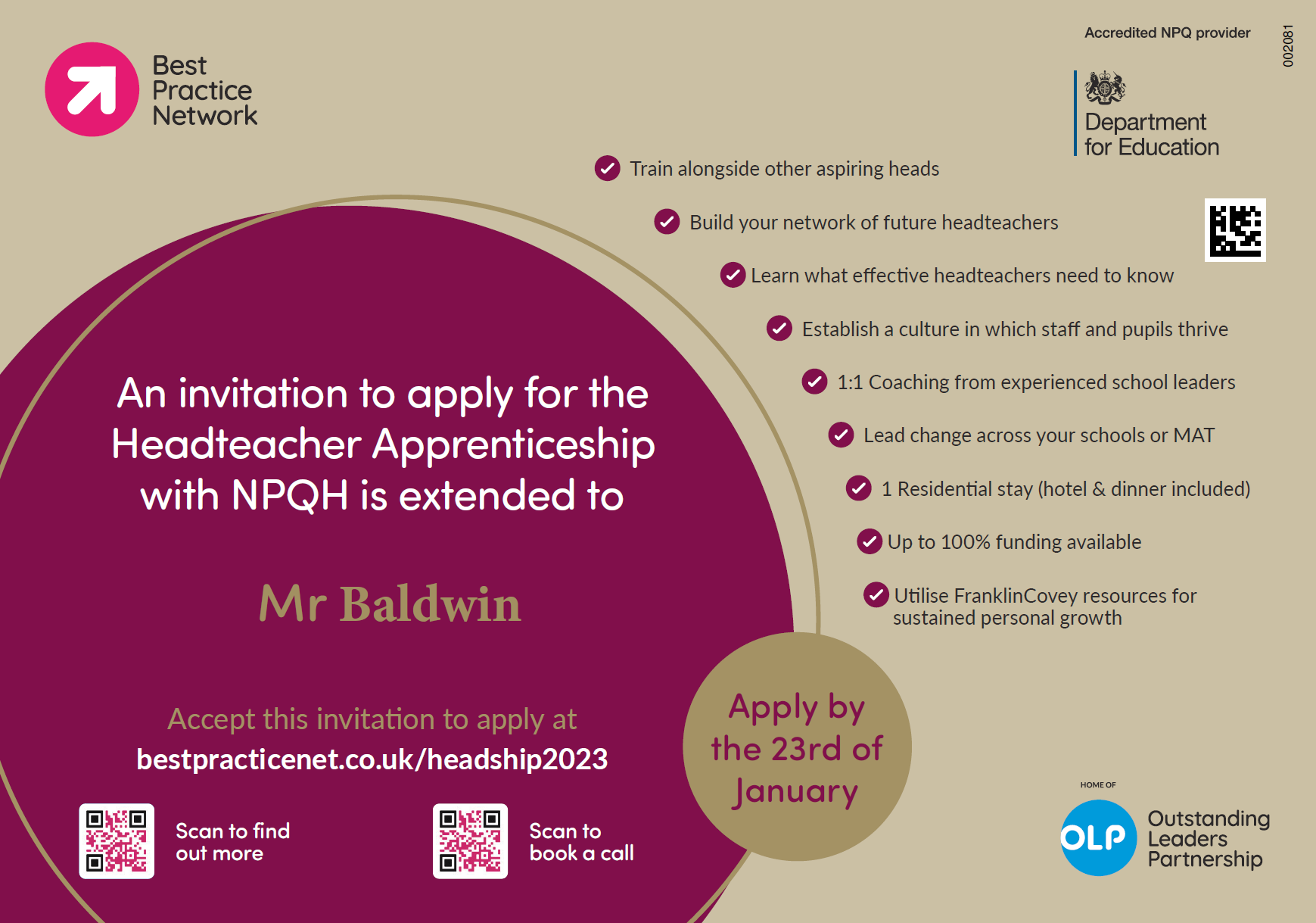 Headteacher Apprenticeship with NPQH | Best Practice Network